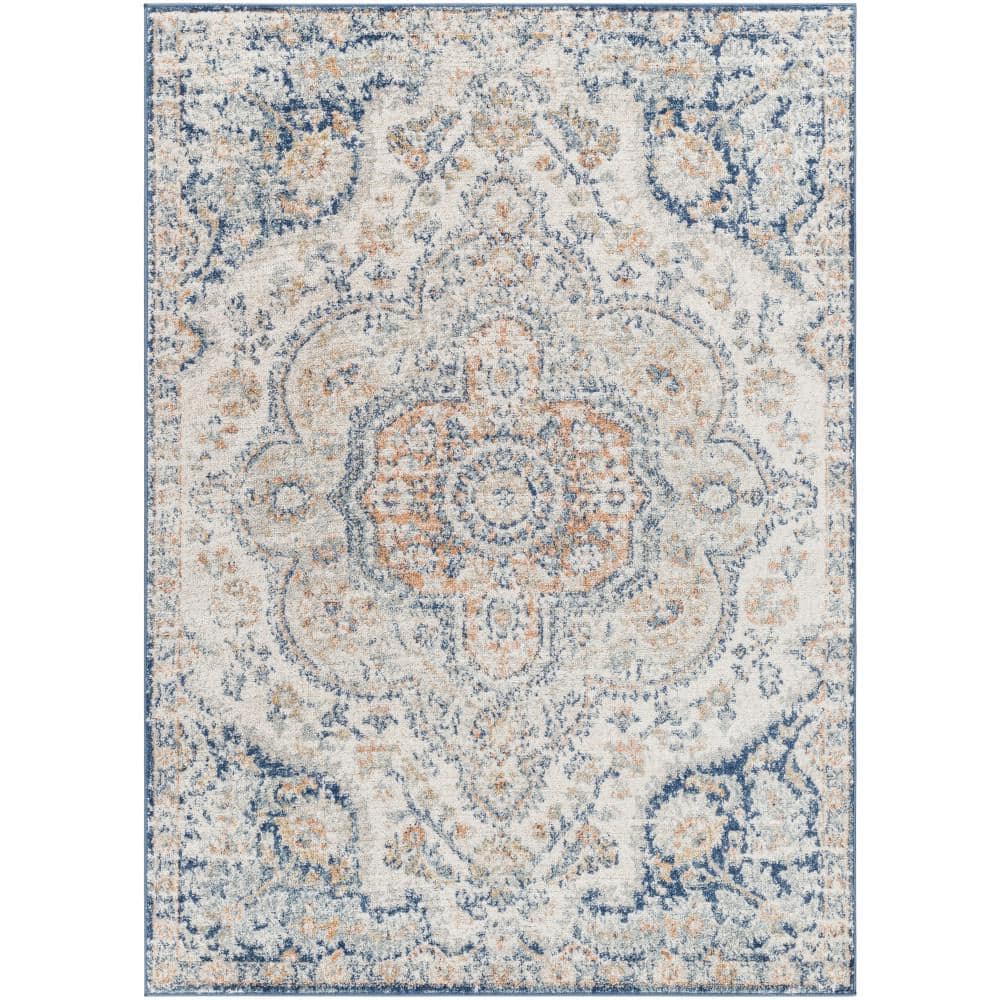 Livabliss Alois Light Beige/Blue 5 ft. x 7 ft. Indoor/Outdoor Area Rug ...