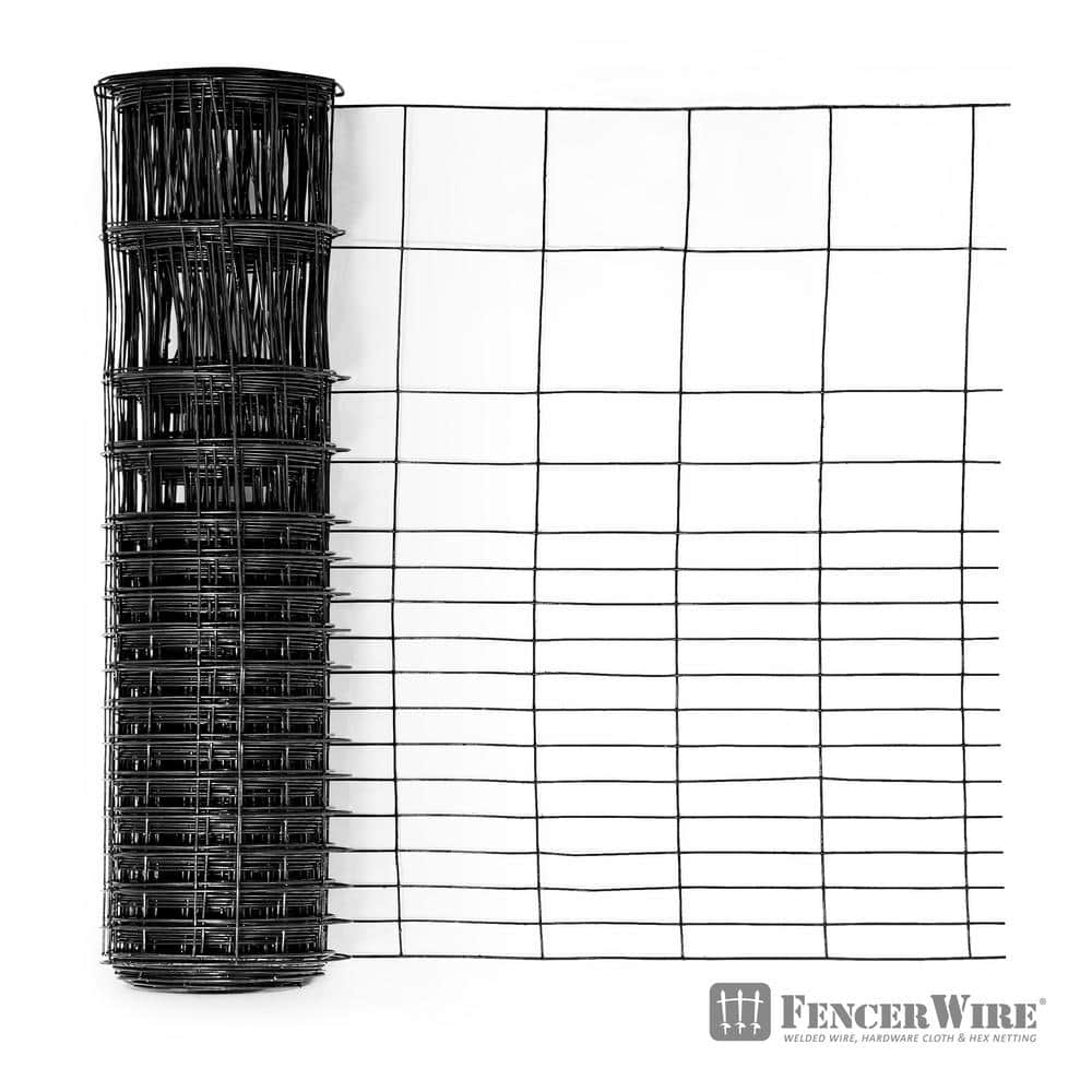 Fencer Wire 24 in. x 50 ft. 16-Gauge Black PVC-Coated Rabbit Guard ...