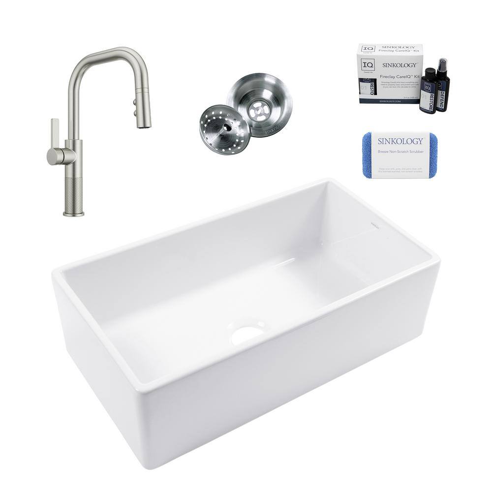 SINKOLOGY Bradstreet II 33 in. Farmhouse Apron Front Undermount Single ...