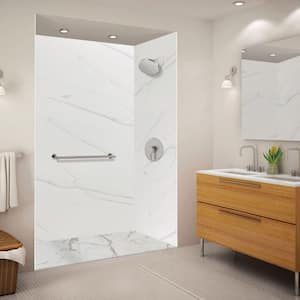 Transolid Trimslate 63 in. L x 31.5 in. W Alcove Customizable Shower Pan Base with Center Drain ...