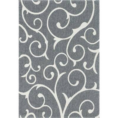 Unique Loom Decatur Scroll Dark Gray/Ivory 2 ft. 2 in. x 6 ft. Runner ...