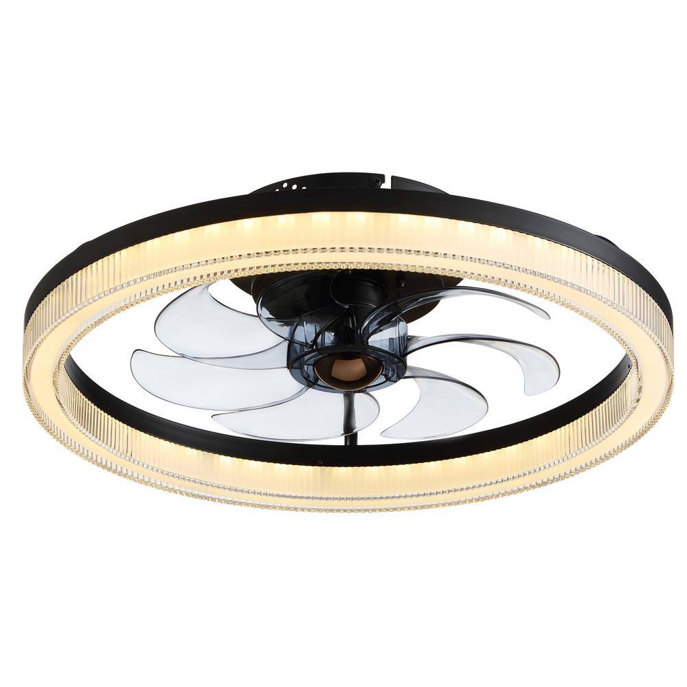Pacific Core Modern 20 in. Smart Indoor Black Low Profile Flush Mount ...