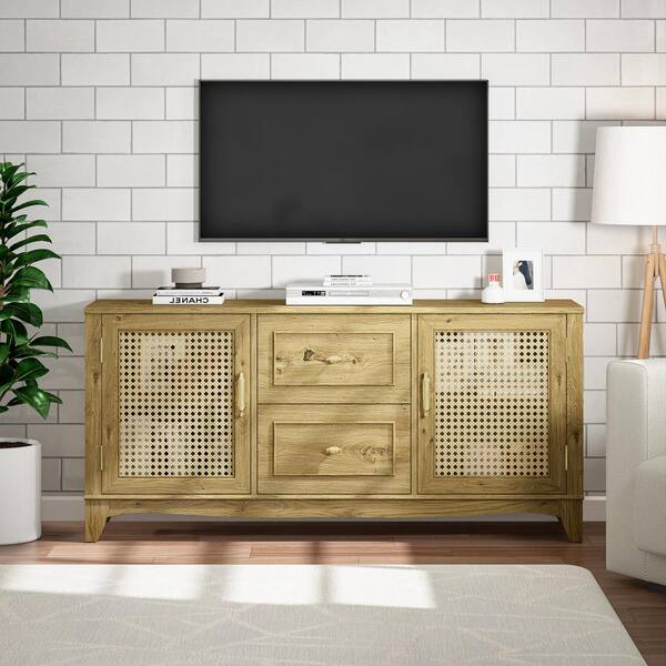 Oak tv stand with drawers store