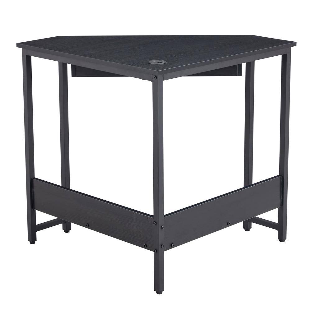 LUCKY ONE 28.34 in. Triangle Computer Desk Black Corner Desk with ...