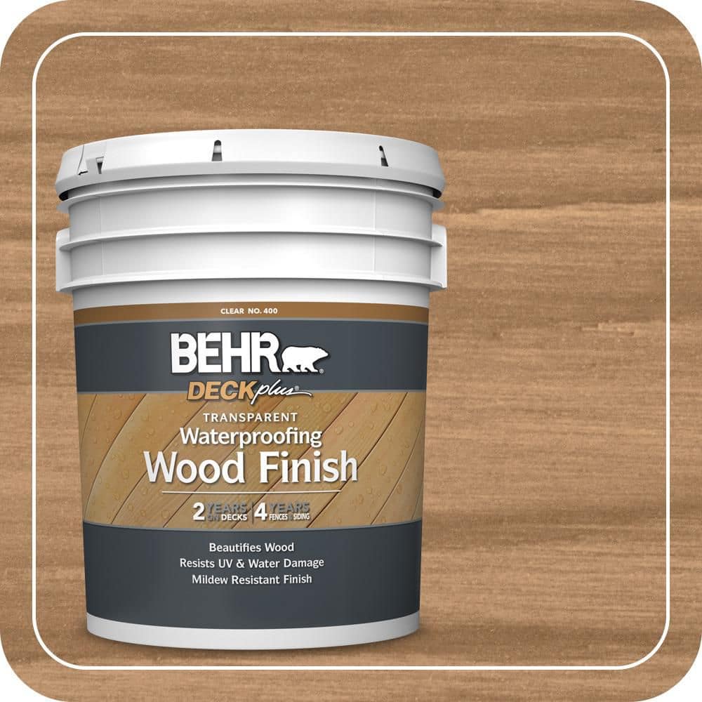 BEHR DECKplus 5 Gal. Natural Clear Transparent Waterproofing Exterior ...