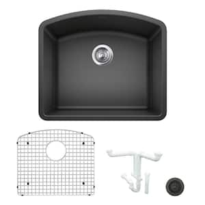 Blanco Diamond 24 in. Undermount Single Bowl Volcano Gray Granite ...