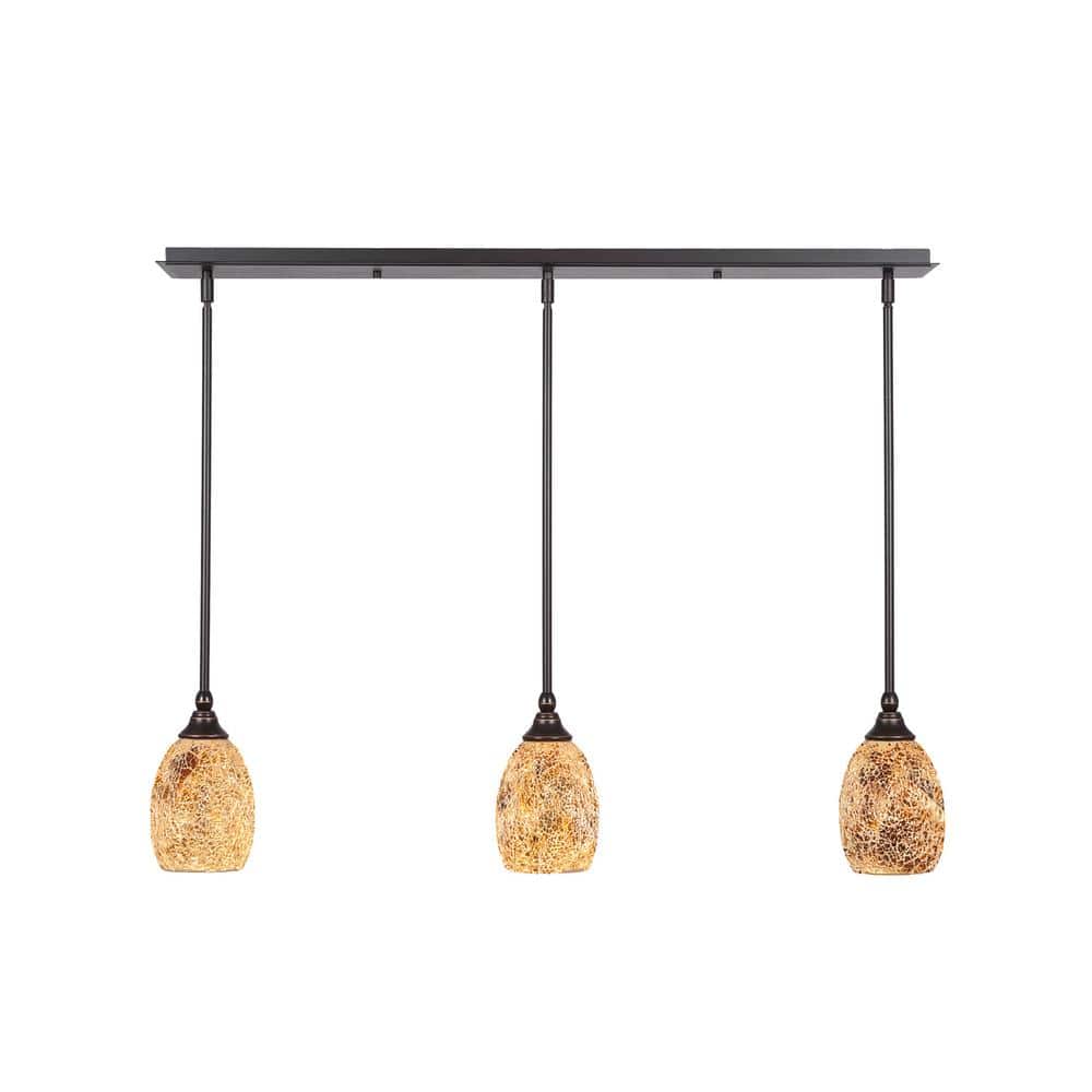 Livingston 100-Watt 3 Light Dark Granite Linear Pendant Light with 5 in ...