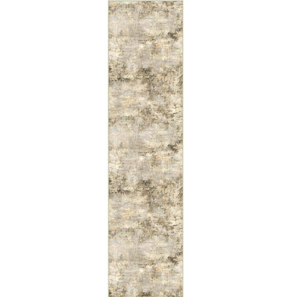 HaiiMeid Gorgeous Brown 2 ft. x 8 ft. Washable Modern Abstract Runner ...