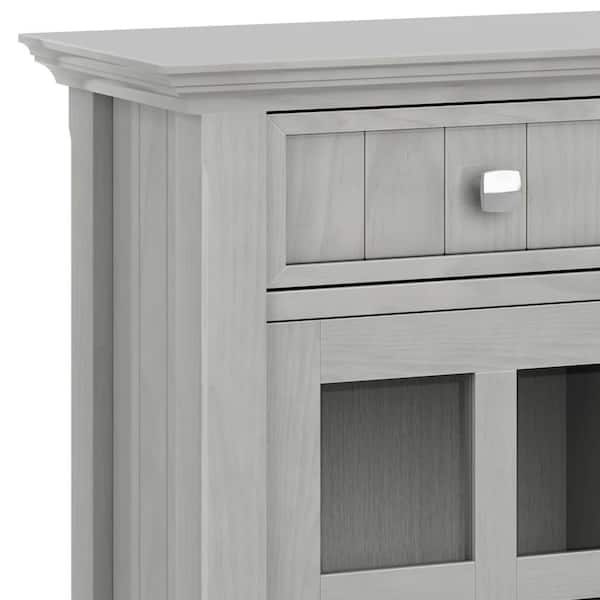 Simpli Home Acadian 36 Solid Wood Entryway Storage Cabinet Fog Gray