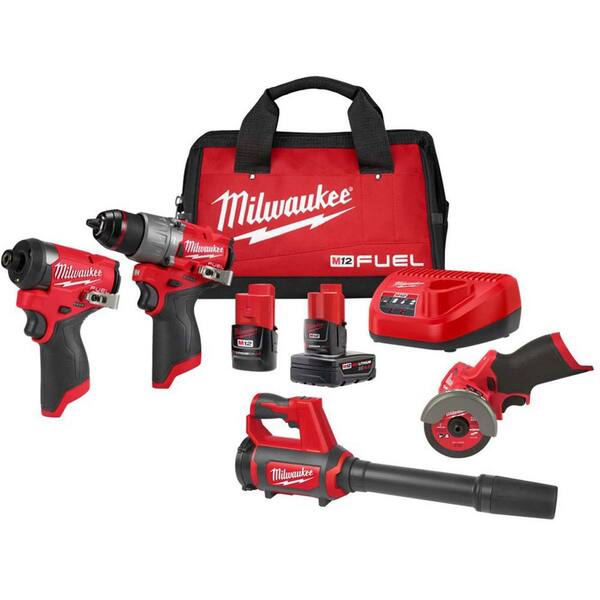 Milwaukee M12 FUEL 12-Volt Li-Ion Brushless Cordless Hammer Drill & Impact Driver Combo Kit w/2 ...