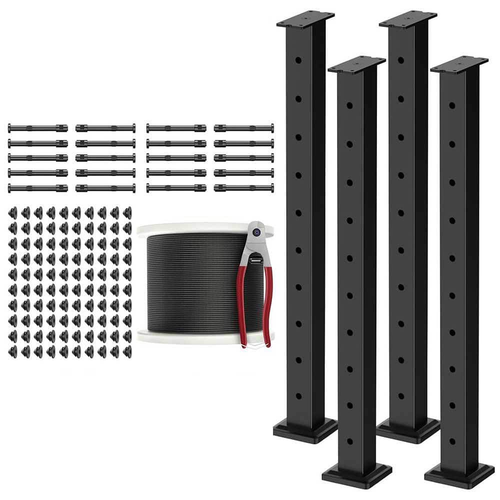 Afoxsos 4 in. x 36 in. Cable Railing Post Kits Fixed Top System 4 Pack ...