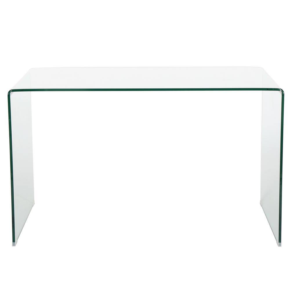 Noble House Javi Clear Tempered Glass Computer Desk 7664 - The Home Depot