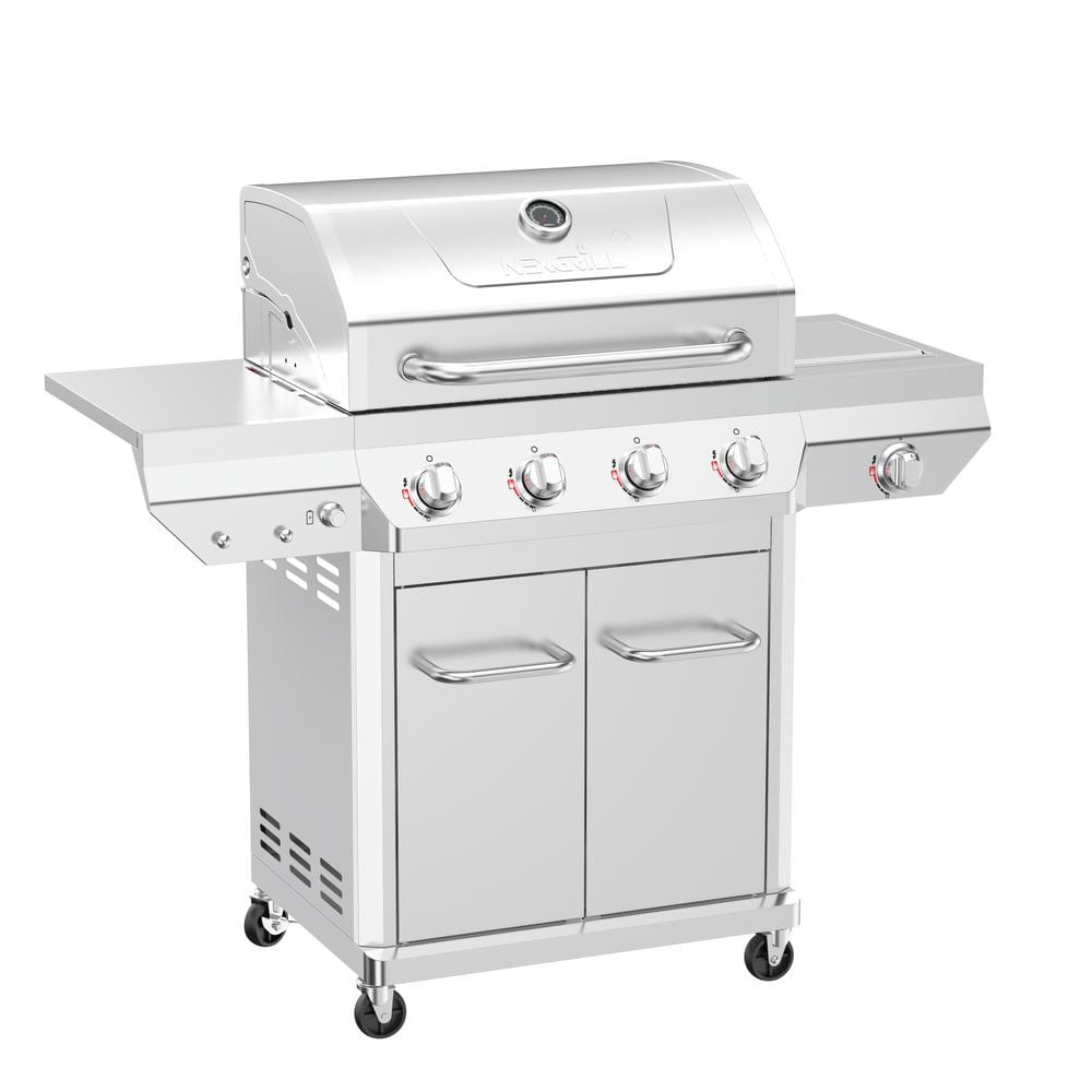 Nexgrill 4 Burner Stainless Steel Propane Gas Grill with Side Burner ...