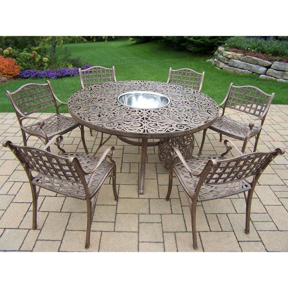 8-Piece Aluminum Outdoor Dining Set and Stainless Steel Ice Bucket ...