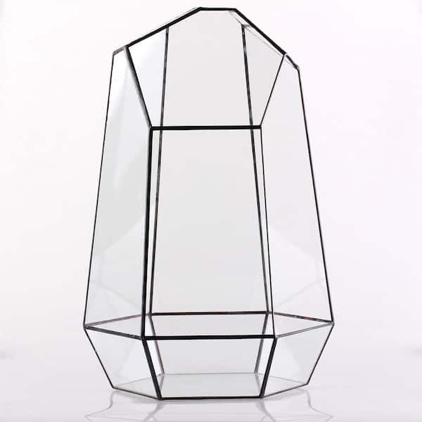 Augbeer 9.8 in. x 5.9 in. Glass Plant Terrarium with Grow Light for ...