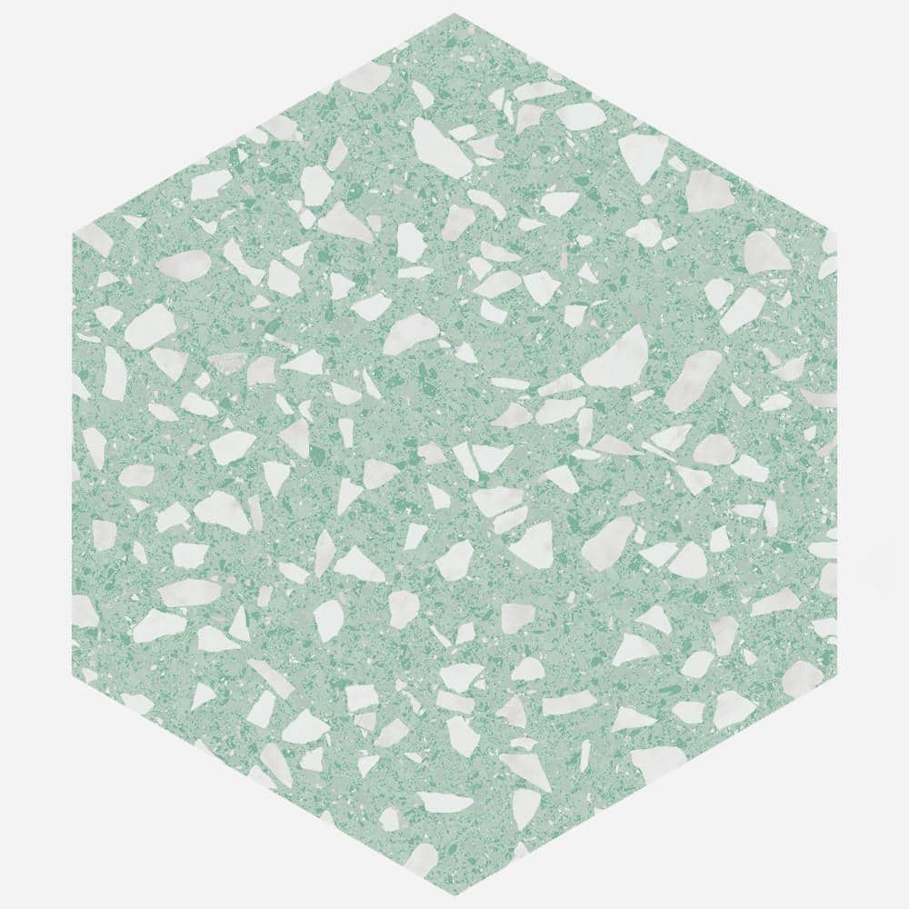 Merola Tile Venice Hex Mint 8 in. x 8 in. Porcelain Floor and Wall Take ...