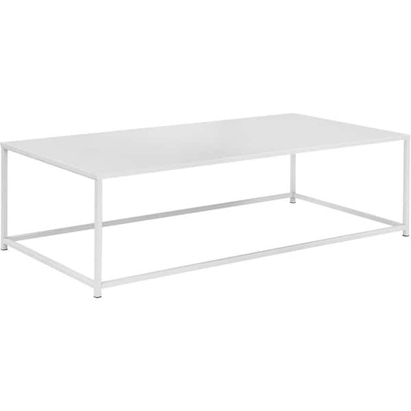 HOME IMPORTS EMPORIUM 48 in. White Rectangle Metal Top Coffee Table ...