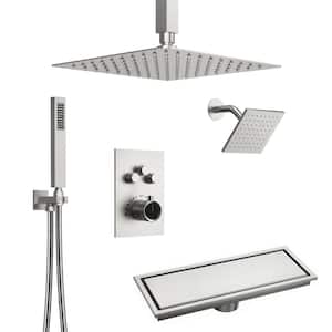 EVERSTEIN Triple Handles 7-Spray Multiple Press 12 in. Shower Faucet 2. ...