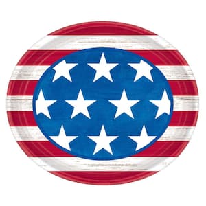 Amscan 12 in. x 10. in. Americana Oval Plates (18-Count, 3-Pack) 721760 ...