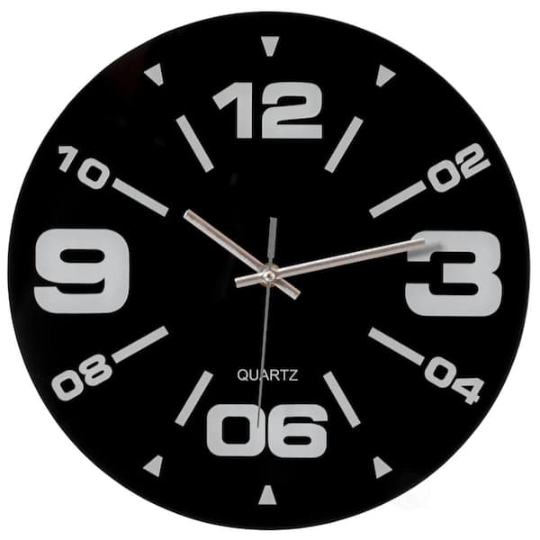 CLOCKSWISE Black Decorative Unique Modern Round Glass Wall Clock, for ...