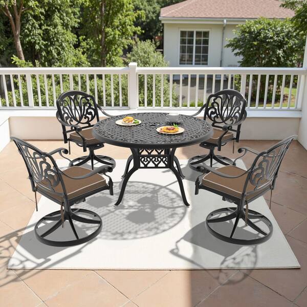 Willit Elizabeth 5-Piece Cast Aluminum Patio Outdoor Dining Set with ...