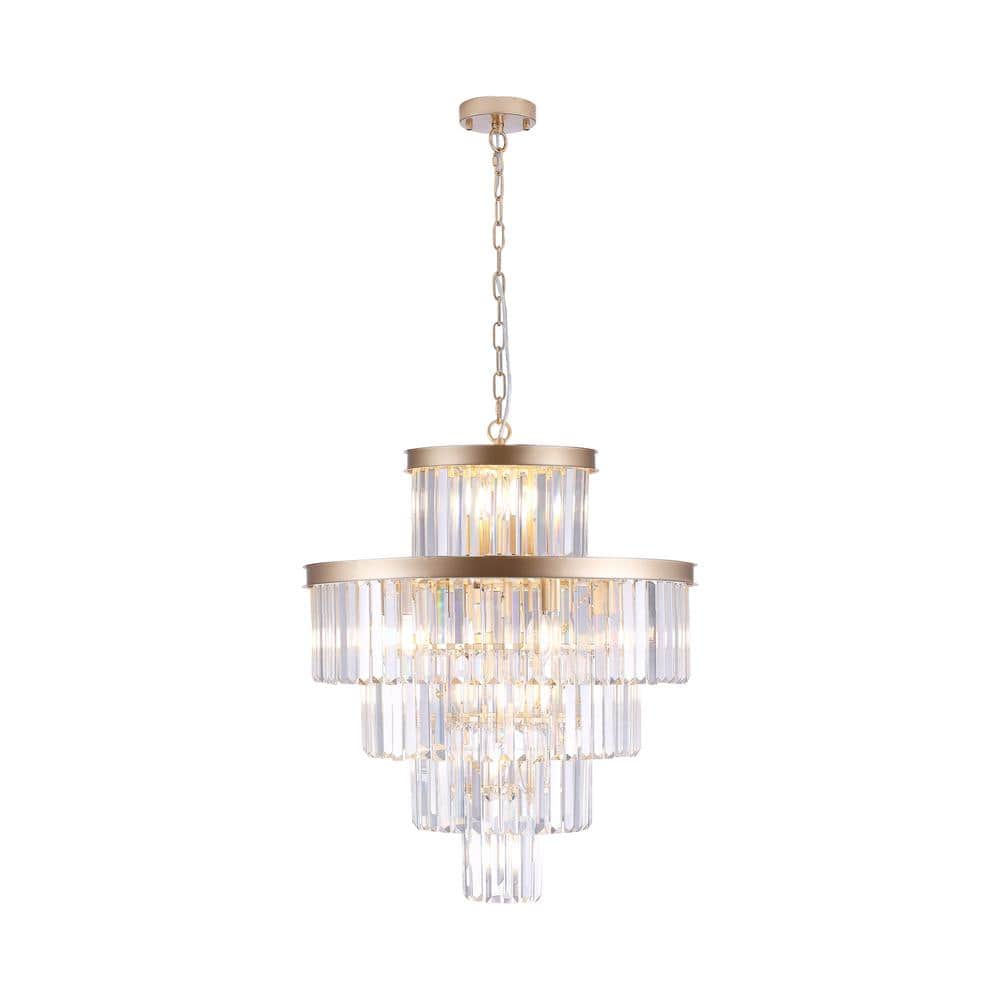 Keazile Foehn 15-Lights Modern Gold Crystal Chandelier with E12 Socket ...