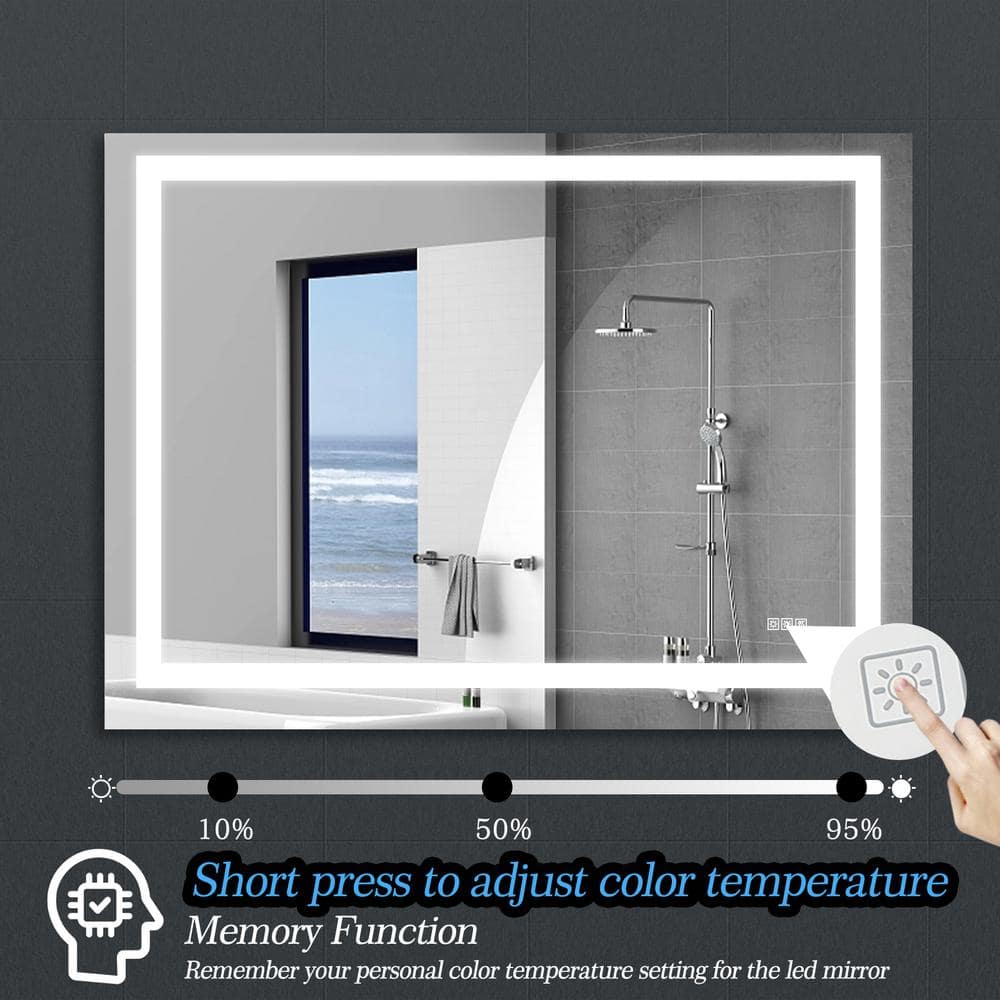 Sunpez 48 in. x 36 in. LED Bathroom Mirror with Light Dimmable Wall Mirrors with Anti-Fog YM-C16 ...