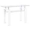 Coaster Dyer 48 in. White Rectangle Glass Top Console Table with Shelf ...
