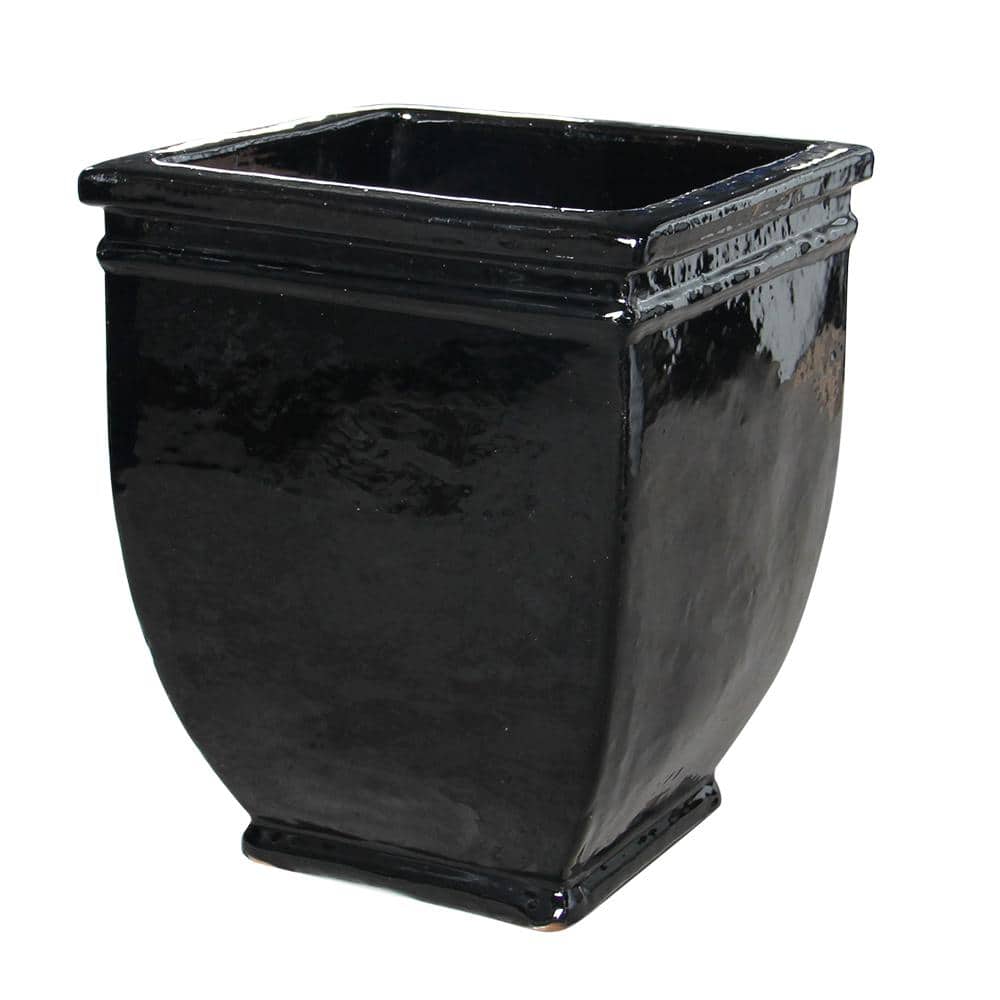 14 in. Ceramic Black Hudson Square Planter VPX4-29B-BK - The Home Depot