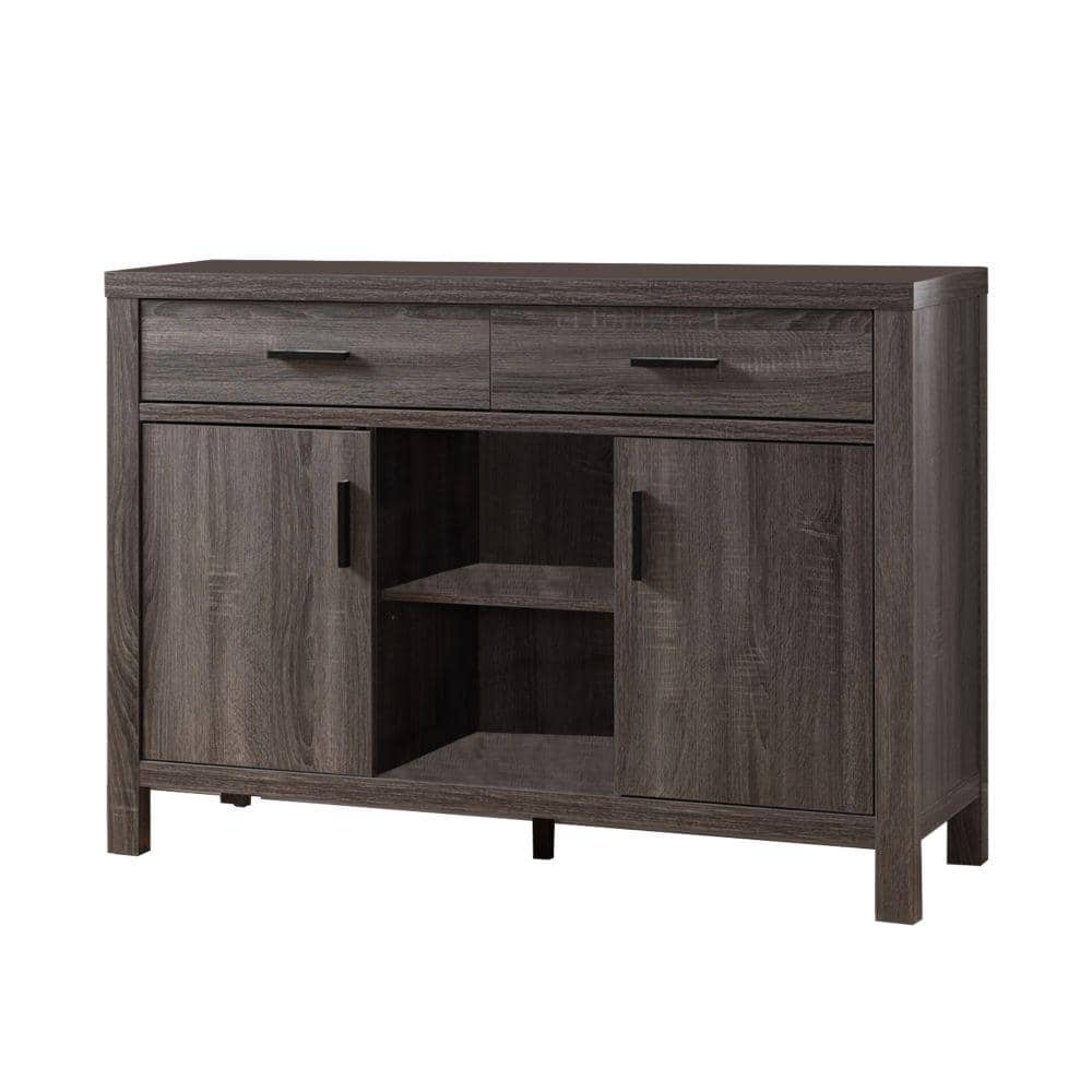 Benjara Gray Wood Top 15 in. Sideboard with 2 Drawers and 2 Door ...