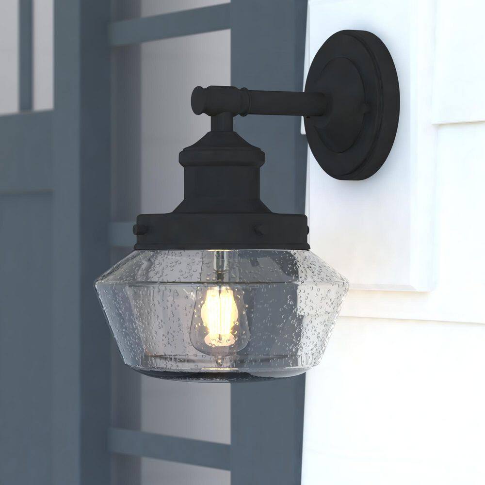 VAXCEL Collins 1-Light Black Farmhouse Outdoor Wall Sconce Lantern ...
