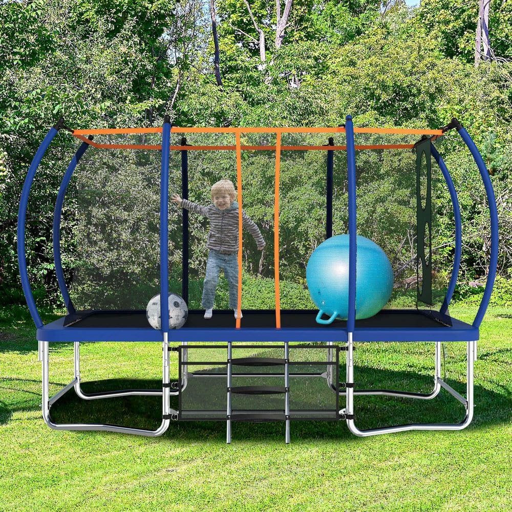 SUNRINX FLIPZA 8 Ft x 14 Ft Rectangular Tumbling Trampoline in Blue ...