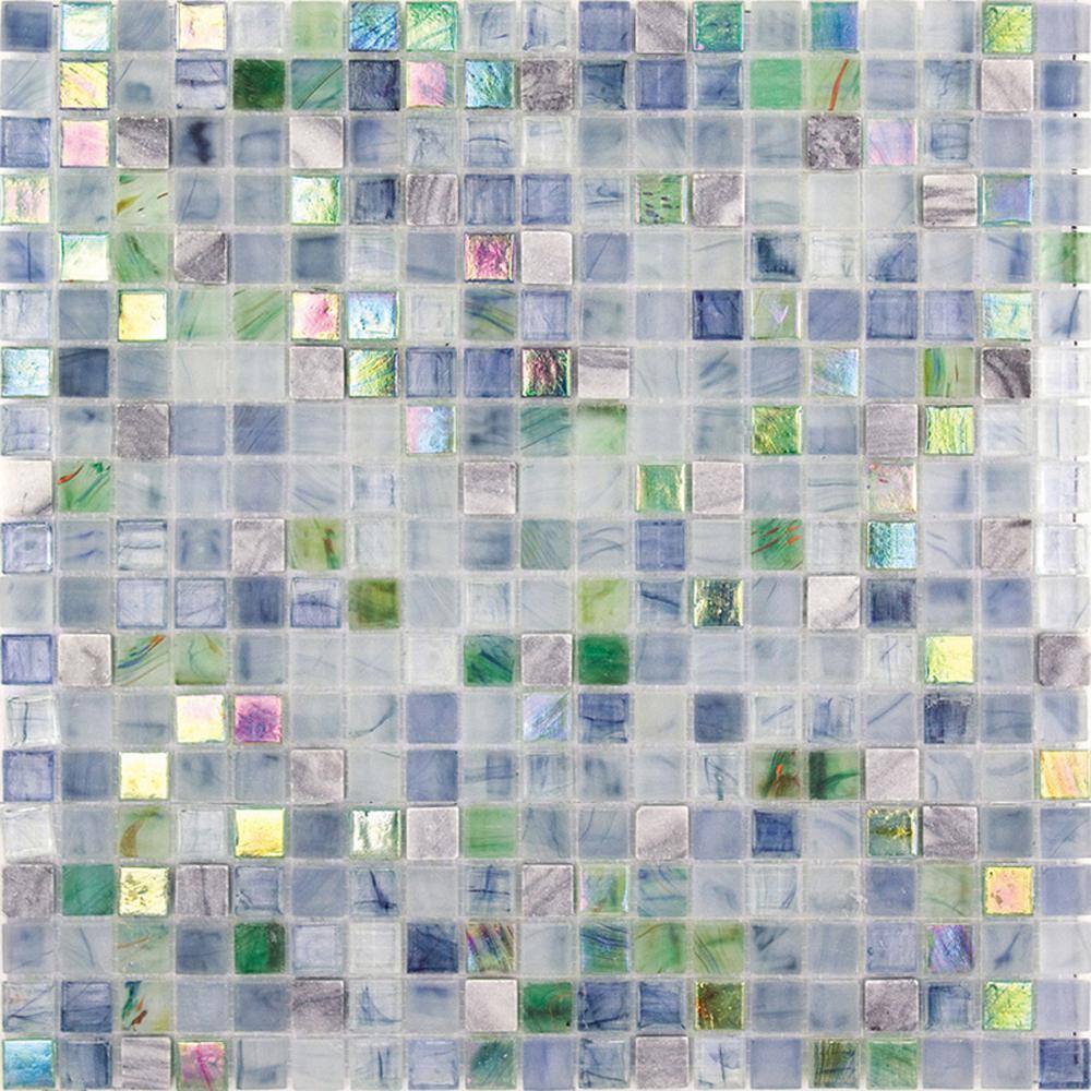 Apollo Tile Mingles 4" x 6" Glossy Stone Blue and Green Glass Mosaic ...