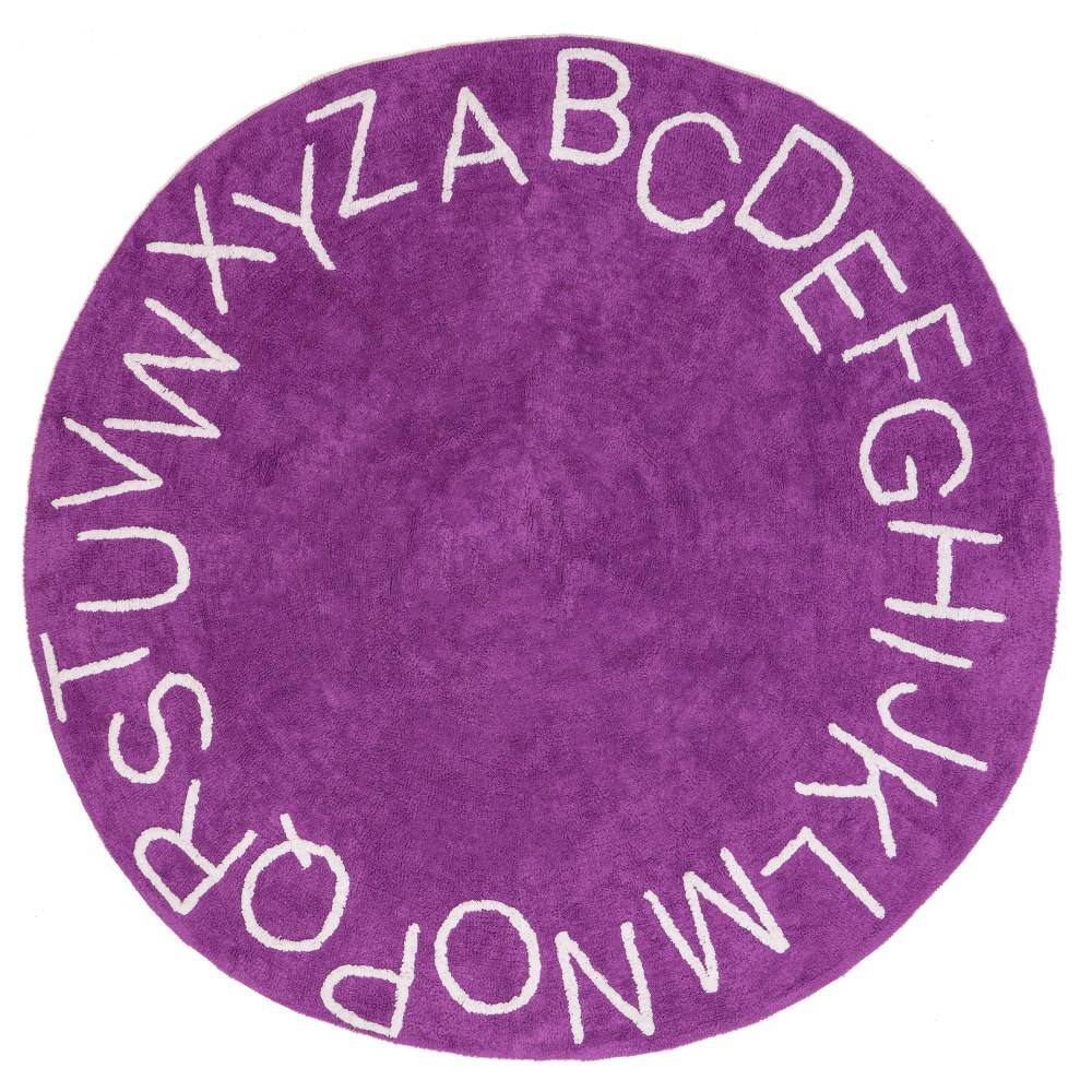 nuLOOM Kids Washable Round Alphabet Rug Purple 4 ft. x 4 ft. Accent Rug ...