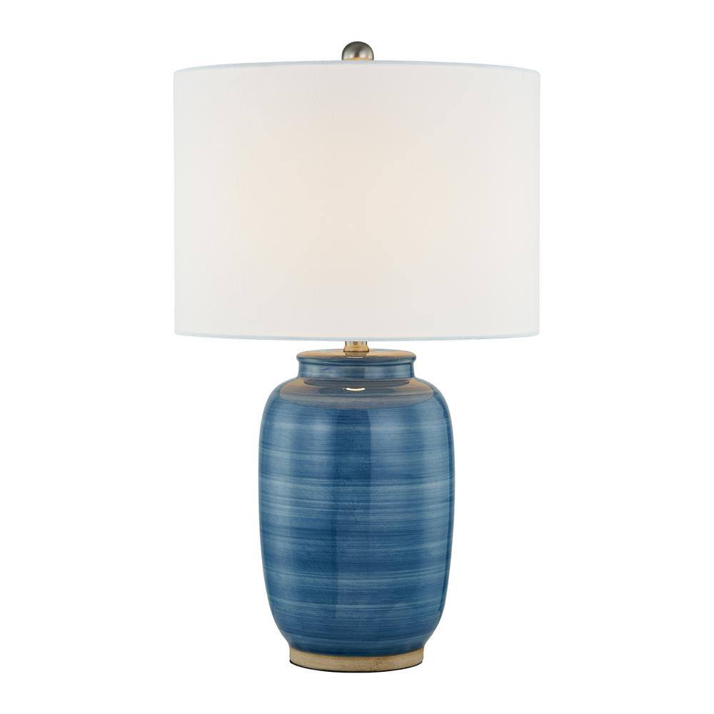 Maxax Sacramento 25 in. Blue Jar Shape Ceramic Traditional Table Lamp ...