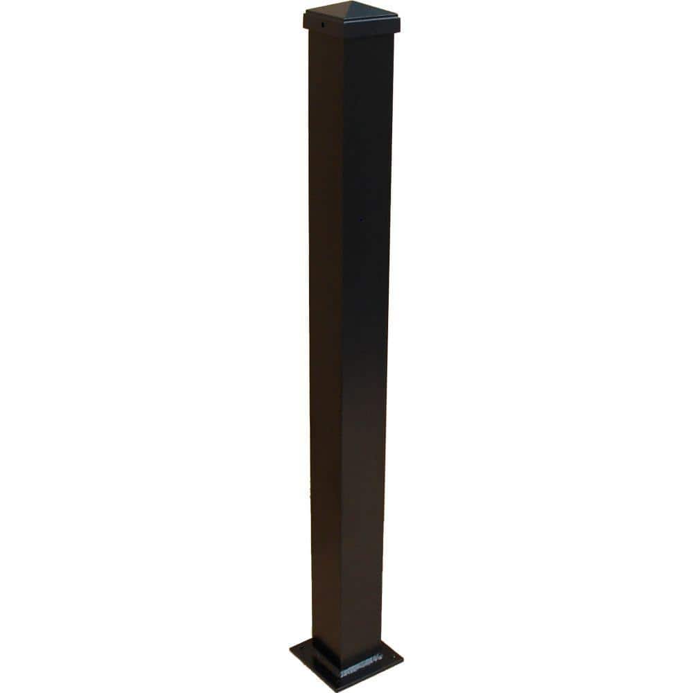 EZ Handrail 3 in. x 3 in. x 44 in. Textured Black Aluminum Post with ...