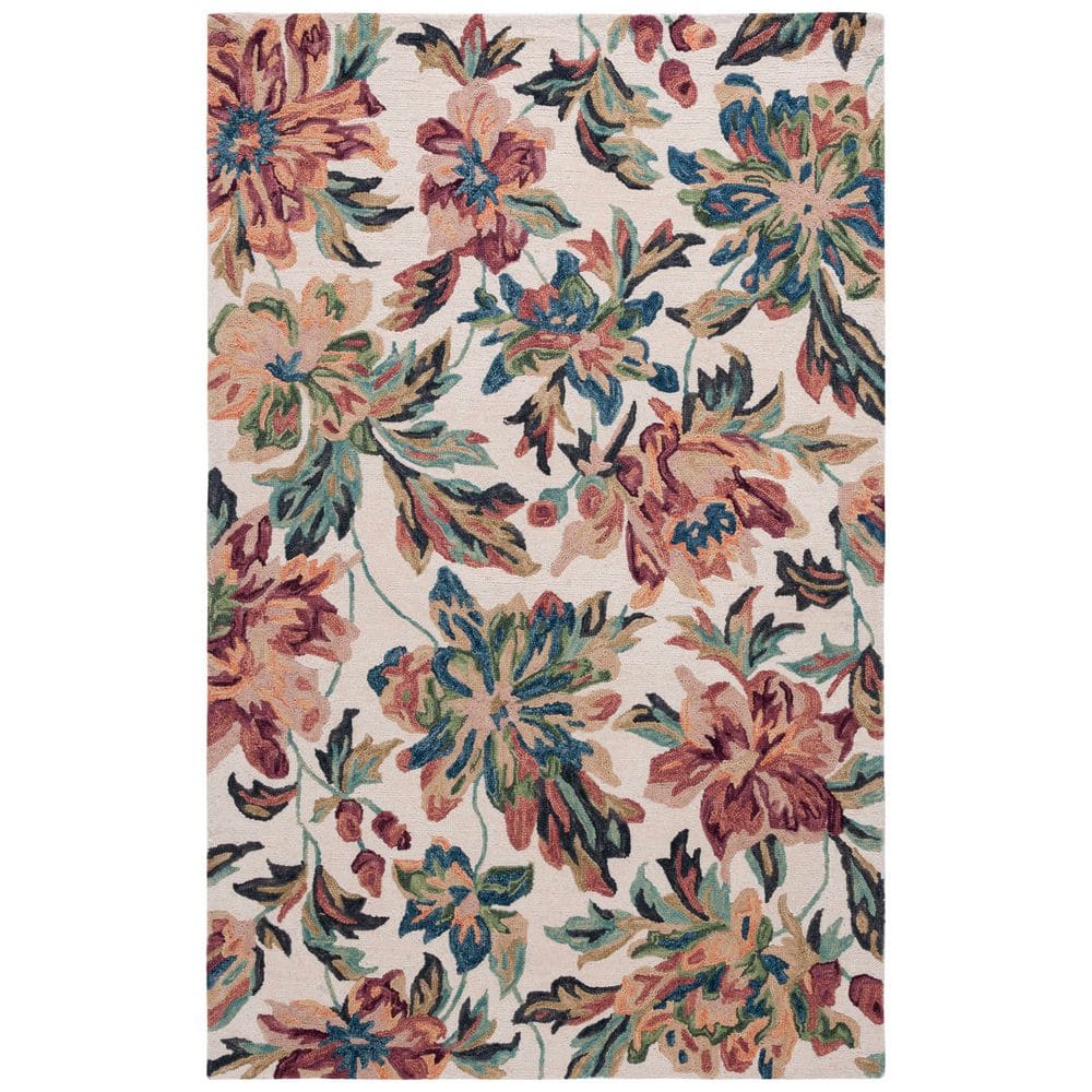 SAFAVIEH Blossom 3 ft. x 5 ft. Ivory/Plum Oversized Floral Area Rug ...