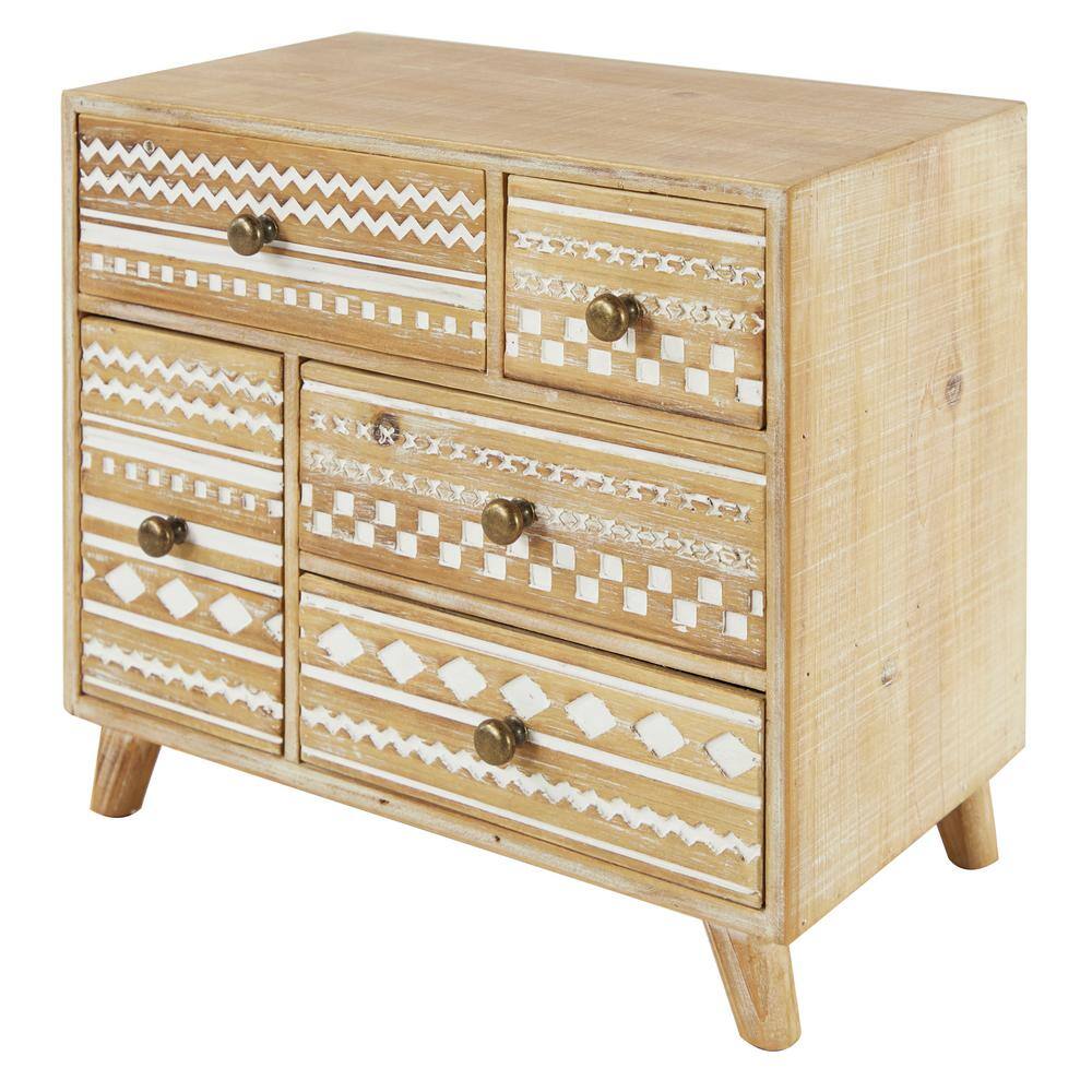 LITTON LANE Brown Wood Natural Jewelry Box-43659 - The Home Depot