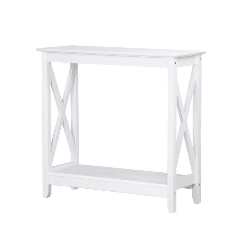 SAINT BIRCH Lambert 31.5 in. White Rectangle Wood Console Table with ...