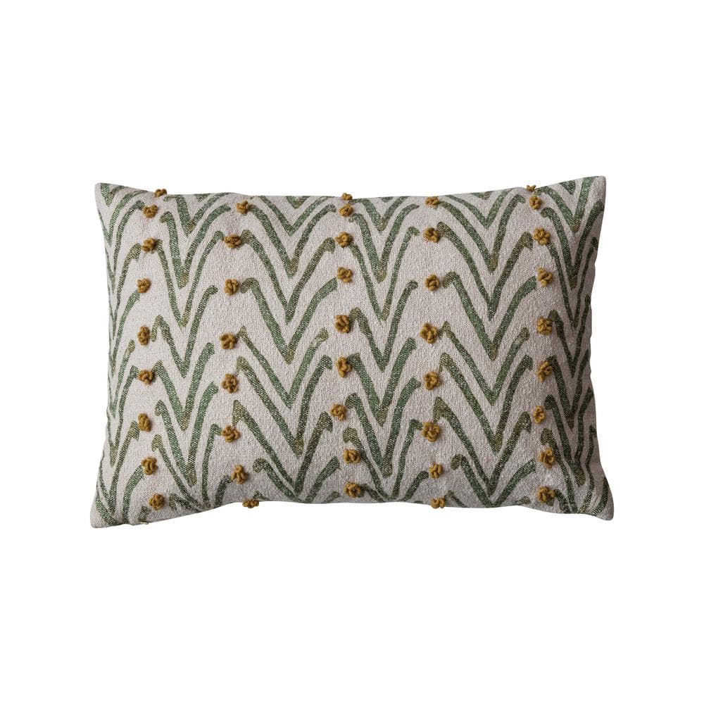 Storied Home Natural, Green & Mustard Polyester 24 in. x 16 in. Printed ...