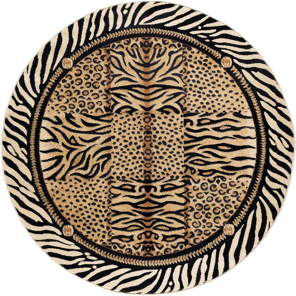 Tayse Rugs Festival Beige 5 ft. x 5 ft. Round Area Rug FST8753 6RND ...