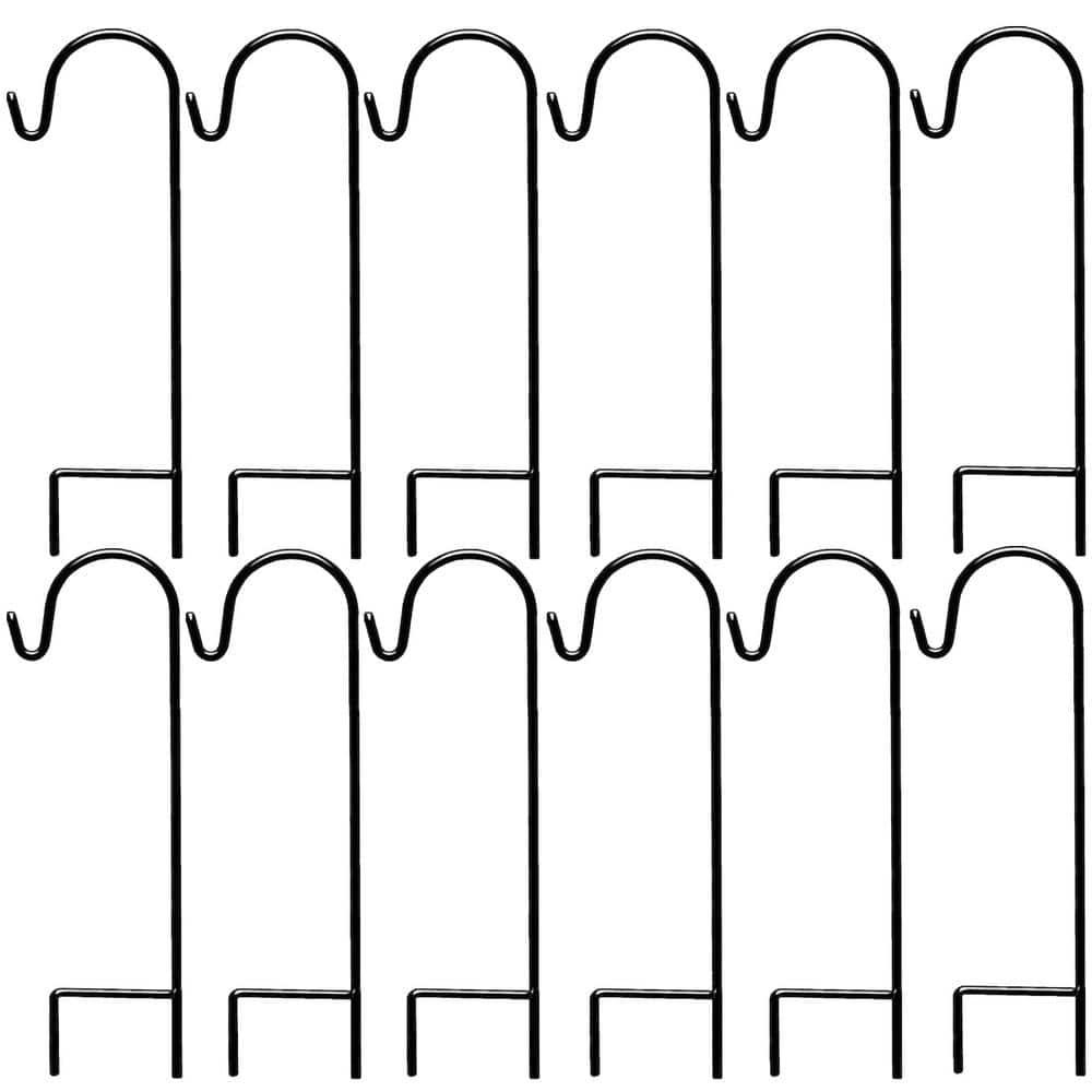 Ashman Online 25 in. Black Metal Outdoor Shepherd Hook (12-Pack ...