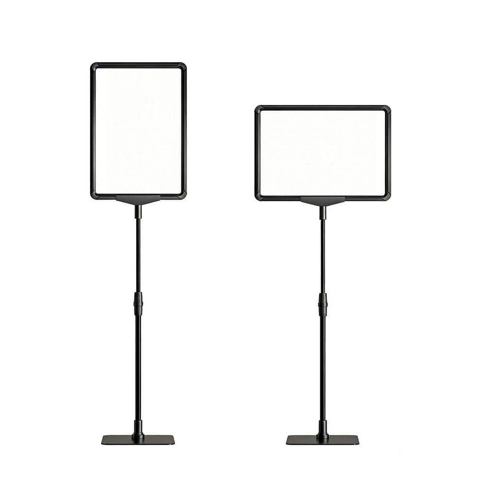 Black Metal 9 in. x 45 in. Sign Holder Stand for Display Tabletop ...