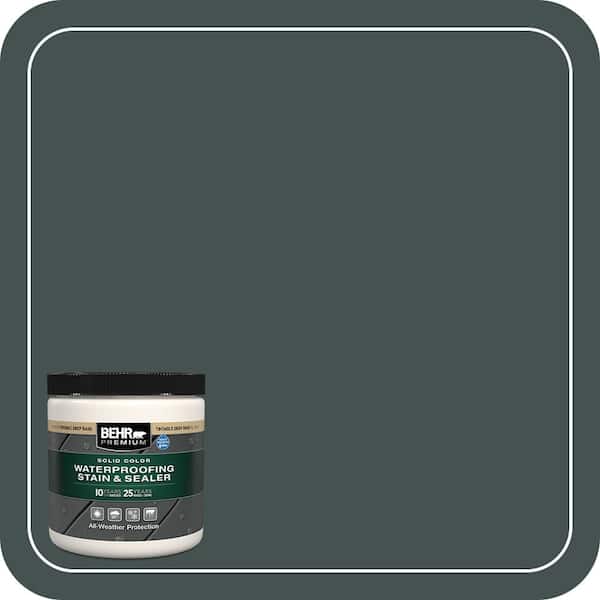 BEHR PREMIUM 8 oz. #MQ6-44 Black Evergreen Solid Color Waterproofing ...