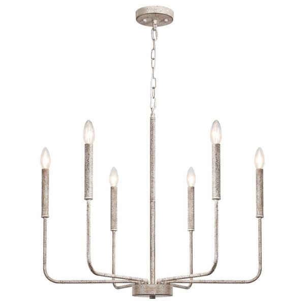 LWYTJO Classic 6-Light Distressed Vintage White with Black Rust Spot ...
