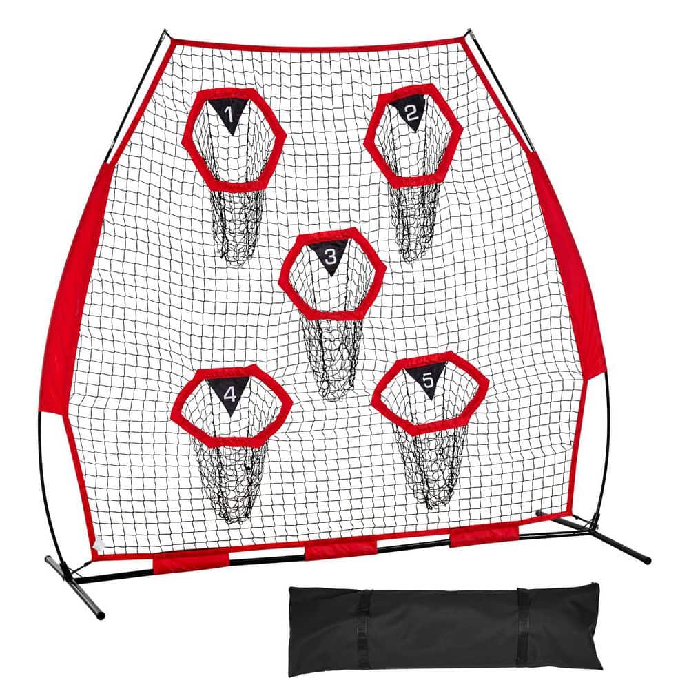 SKYSHALO 7 x 7 ft. Football Trainer Net with 5 Target Pockets, Knotless ...