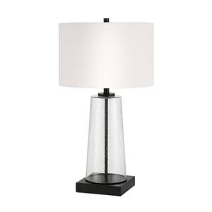 HomeRoots 29 in. White Mid-Century Integrated LED Bedside Table Lamp ...