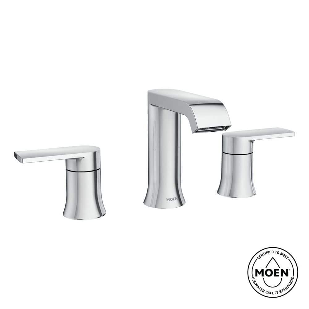 MOEN Genta 8 in. Widespread Double Handle Bathroom Faucet with Drain ...