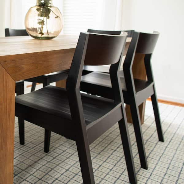 PLANK+BEAM Modern Black Wood Ladder Back Dining Chair (Set of 2 ...