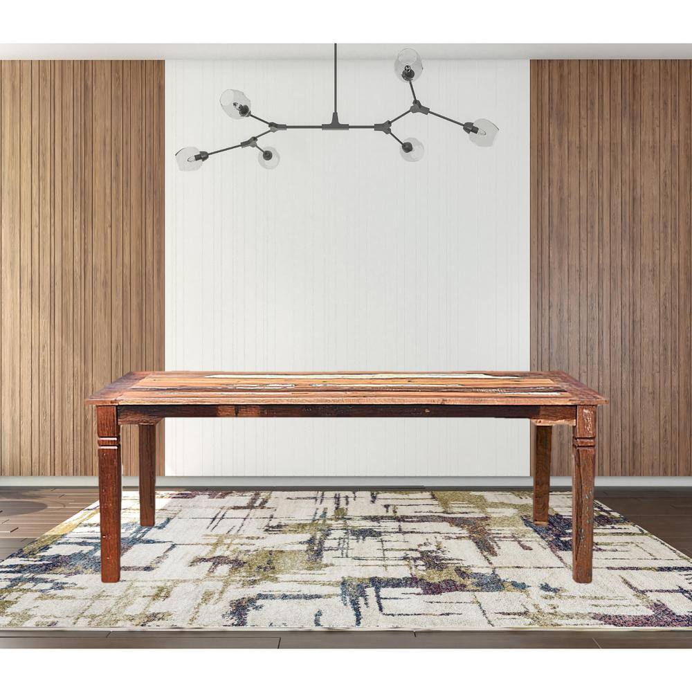 HomeRoots Charlie Brown Solid Wood 84 in. 4-leg Dining Table Seats 8 ...